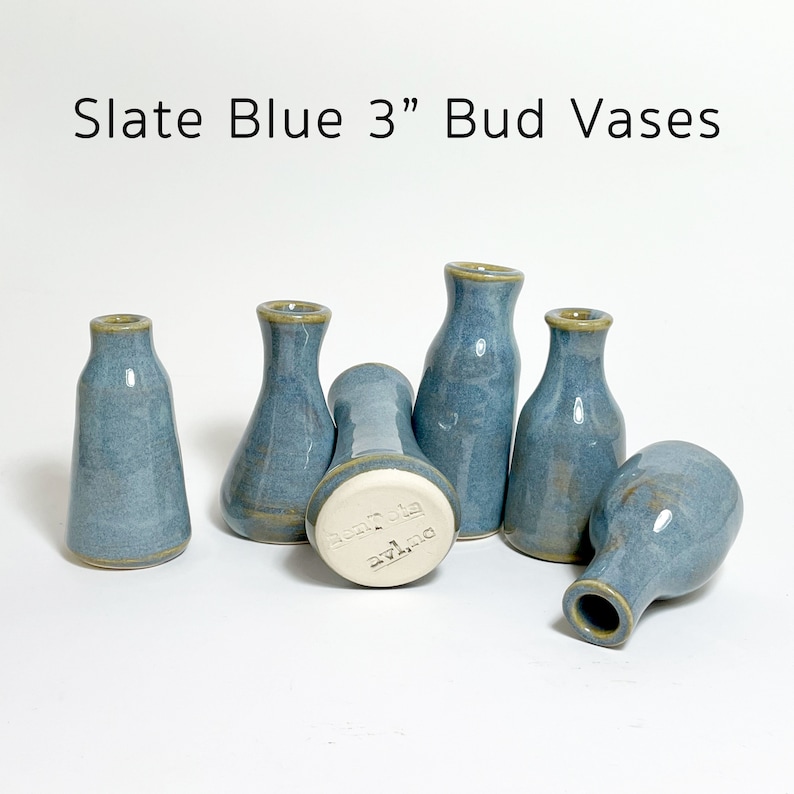 Big Sur Slate Blue Bud Vases Ceramic Mini Bottles for Flower Cuttings ...