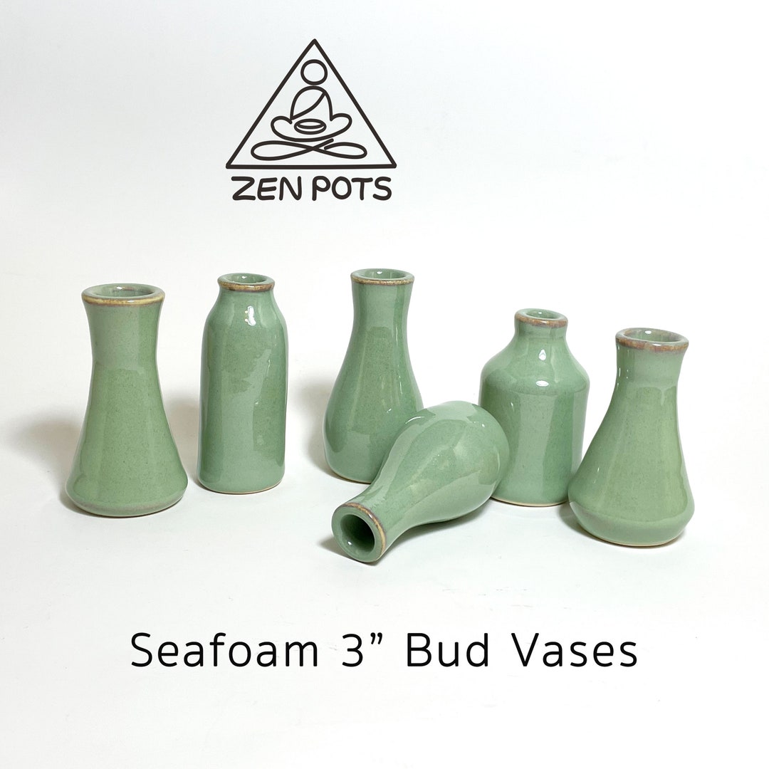 Seafoam Green Mini Bottle Bud Vase - Tiny Flower Cutting Bottles - Boho ...
