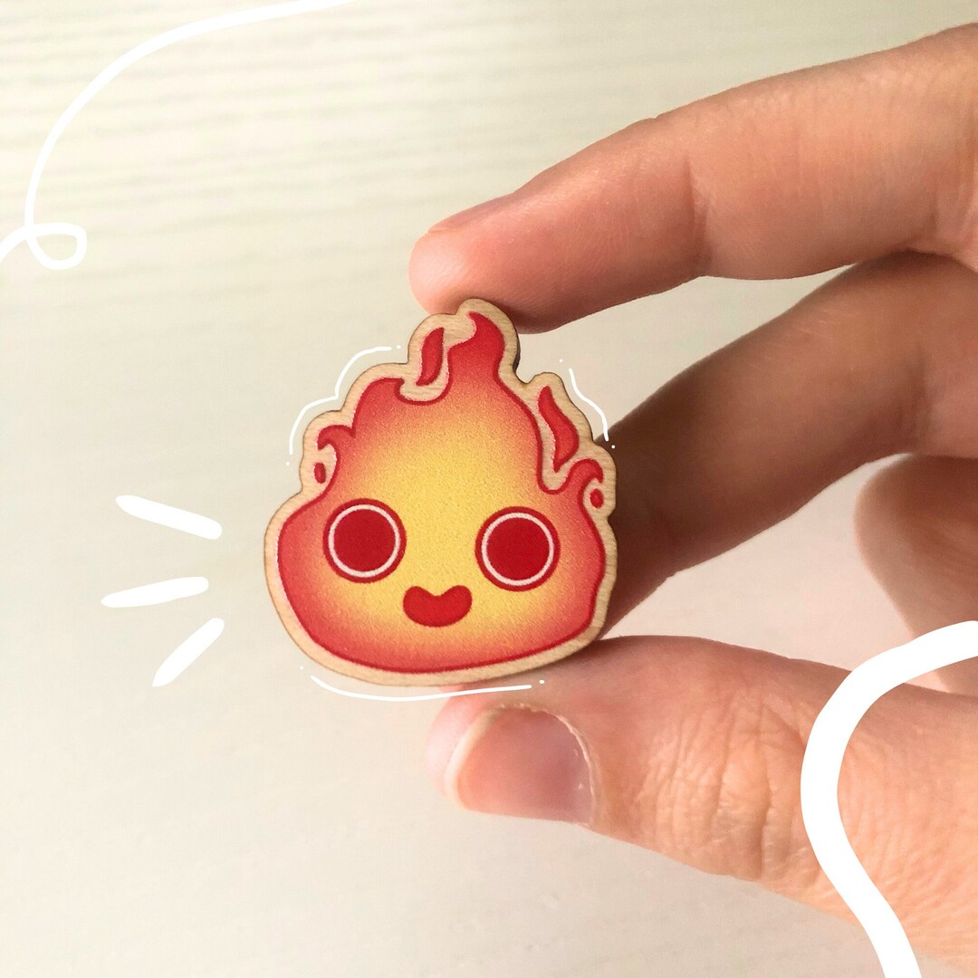 Cute Fire Demon Wooden Pin - Etsy