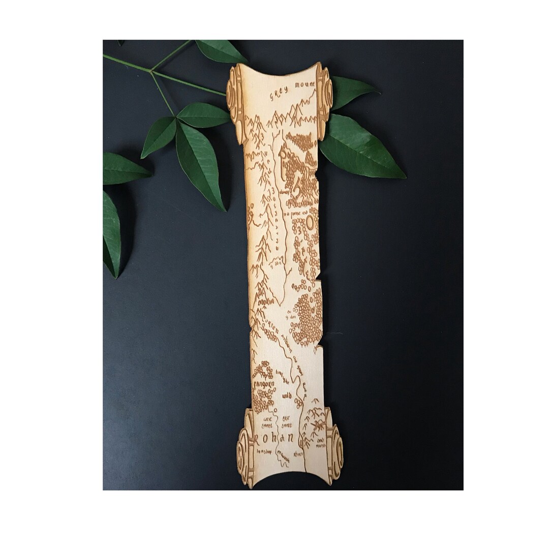 Middle-earth Scroll Map Wooden Bookmark | Lord of the Rings Bookmark ...