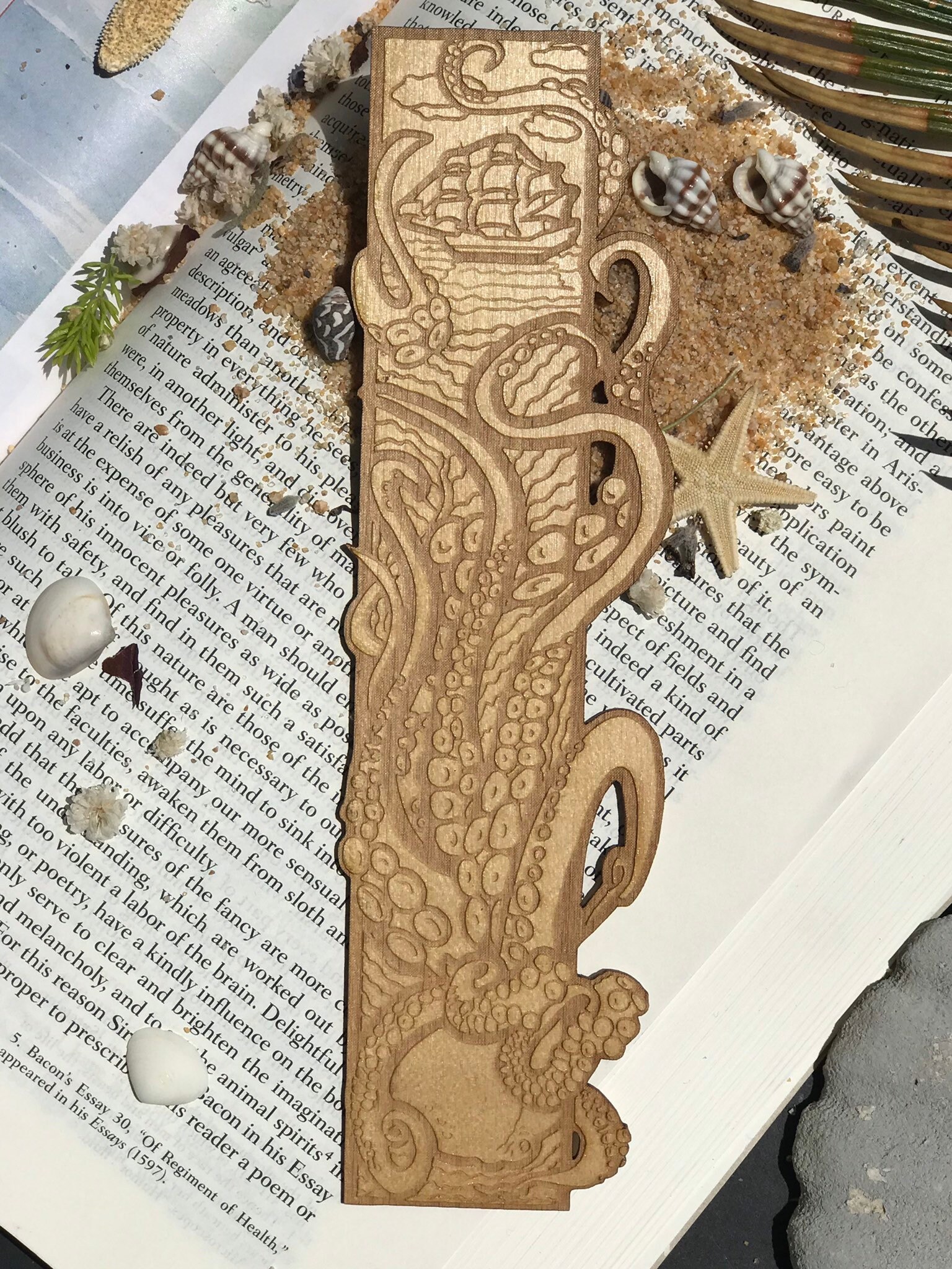 Kraken Wooden Bookmark Fantasy Bookmark Pirate Ship Sea - Etsy