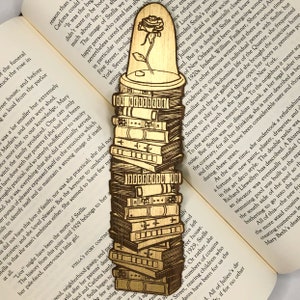 Enchanted Book Stack Wooden Bookmark | Light Academia Gift for Book ...