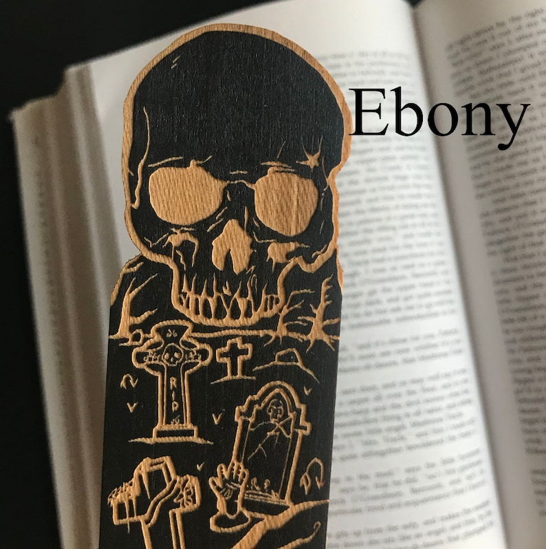 Horror Book Mark Skull Graveyard Zombie Wooden Bookmark Book - Etsy
