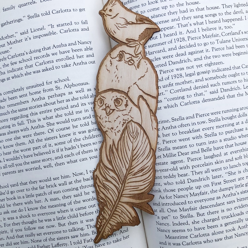 Birds of a Feather Wooden Bookmark | Bird Lover Woodmark | Bookish Gift ...