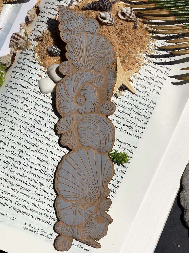 Seashell Woodmark Beach Mermaid Ocean Inspired Wooden Bookmark | Etsy