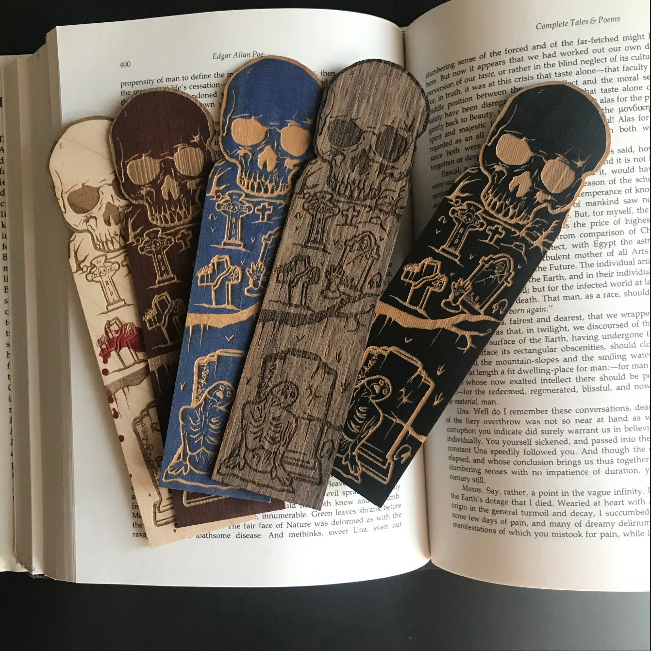 Horror Book Mark Skull Graveyard Zombie Wooden Bookmark Book - Etsy Canada