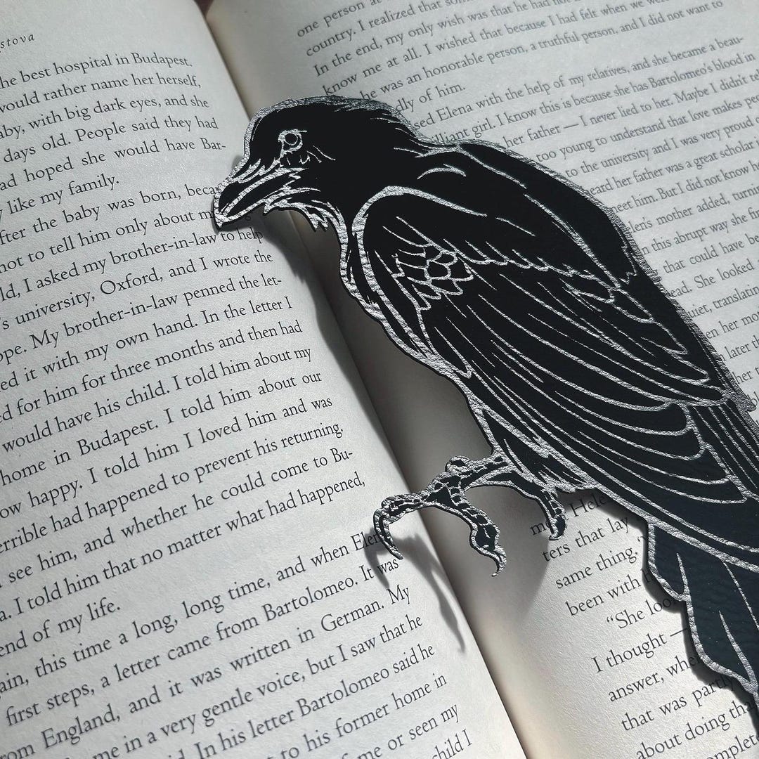 Crow Bookmark | Gift for Book Lover | Gothic Bookmark | Raven Vegan ...