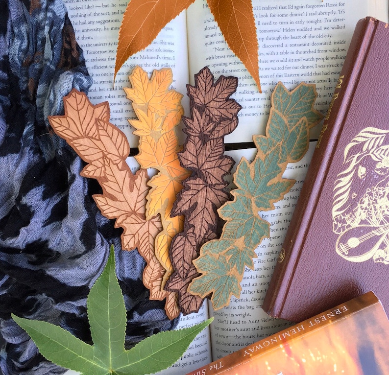 Autumn Leaves Wooden Bookmark Gift for Book Lovers Nature - Etsy