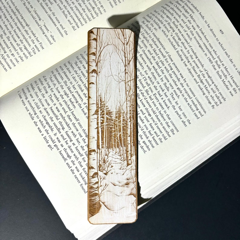 Birch Forest Wooden Bookmark | Winter Bookmark | Gift for Book Lovers ...