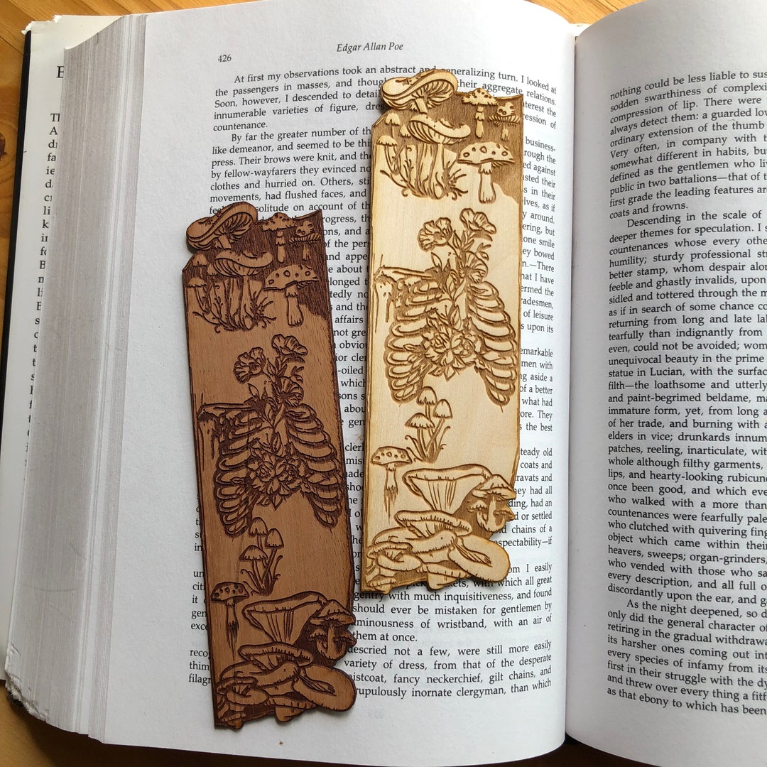 Skeleton Fungi Wooden Bookmark | Book Lover Gift | Curiosity Bookmark ...
