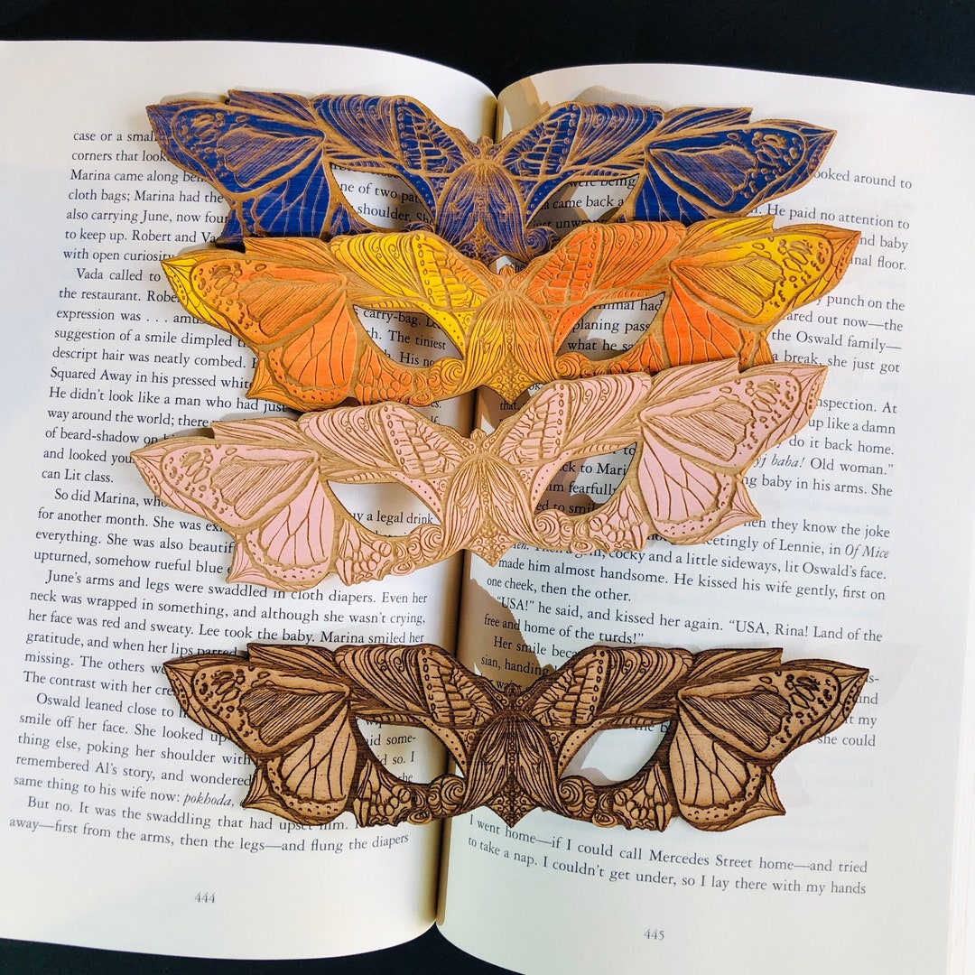 Butterfly Mask Wooden Bookmark Bookish Christmas Gift Masquerade ...