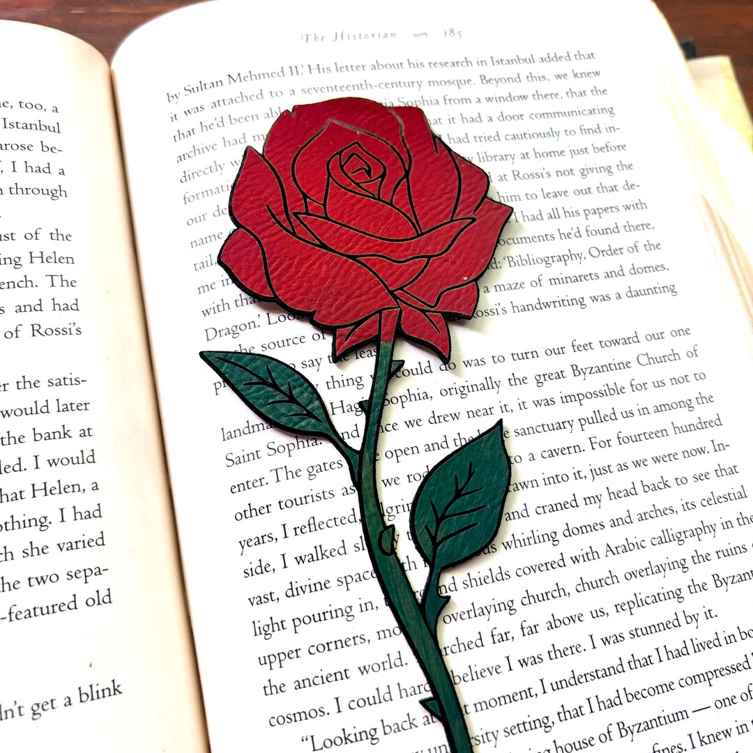 Rose Bookmark Vegan Leather Bookmark Bookish Gift Beauty and the Beast ...
