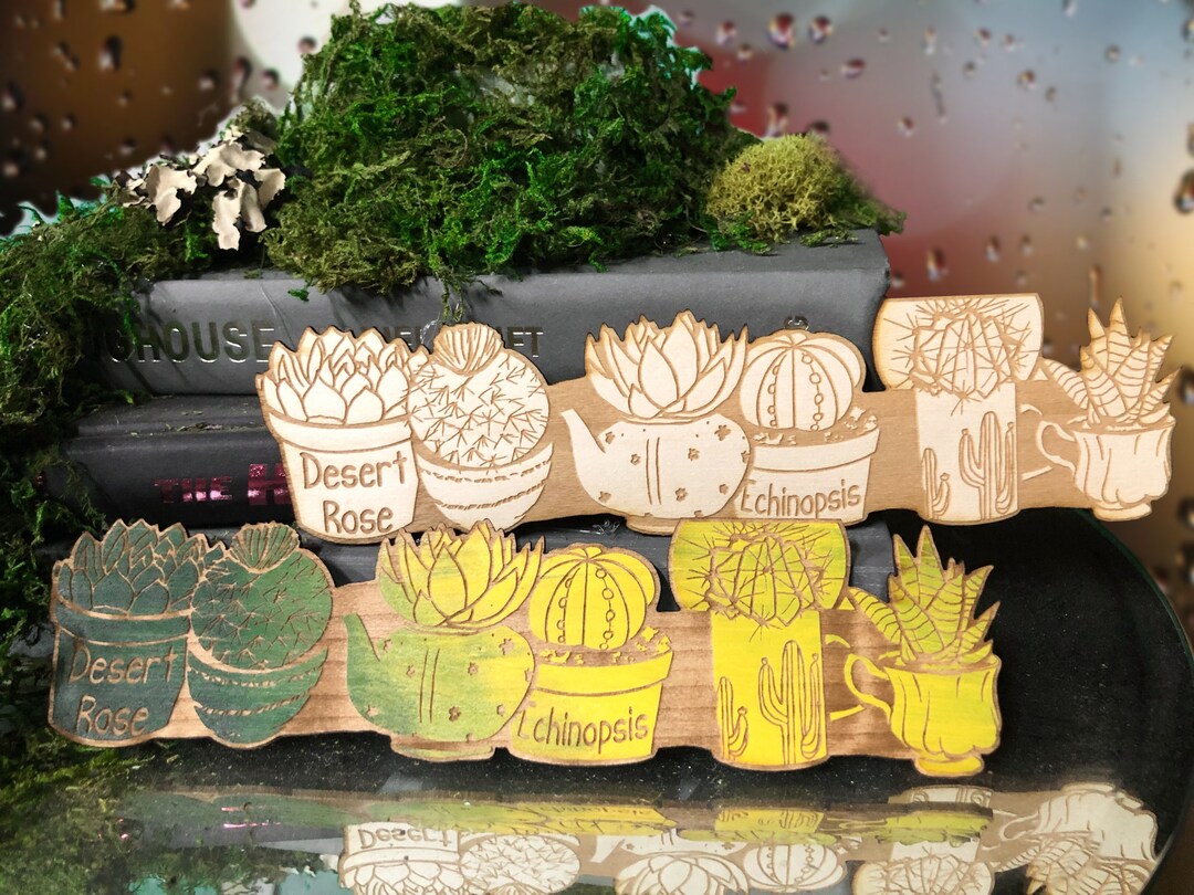 Cactus Wooden Bookmark | Succulent Bookmark - Etsy