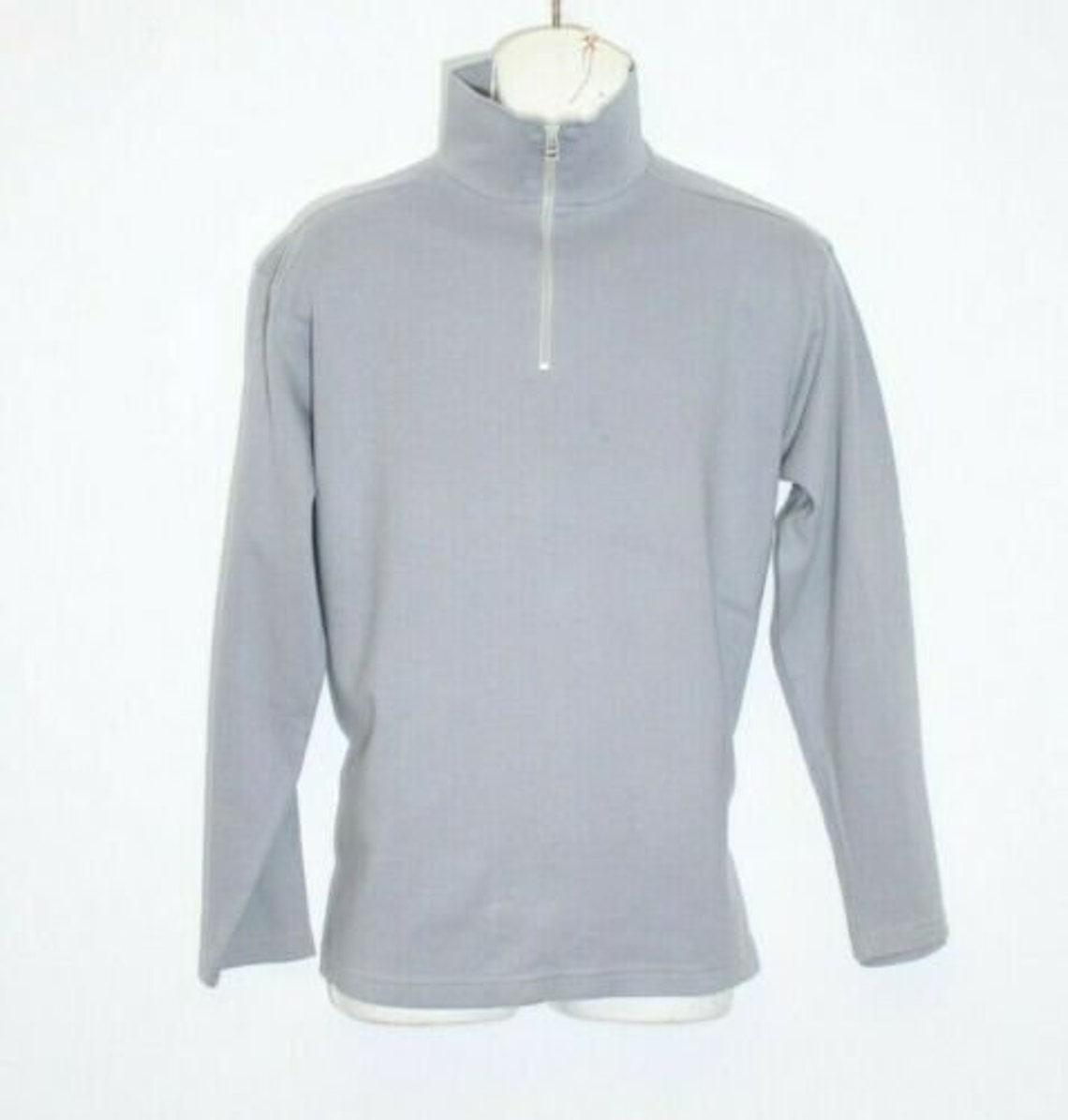 Vintage Men's Blue Grey Cotton TROPIC KNITS Zip Neck Long Sleeve Casual ...