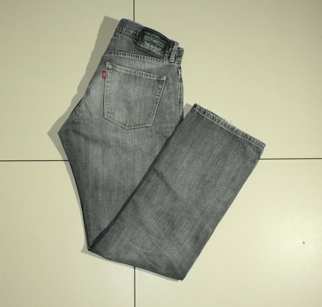 Vintage Used Men's Grey Denim LEVI'S 514 Zip Slim Straight Leg Western ...