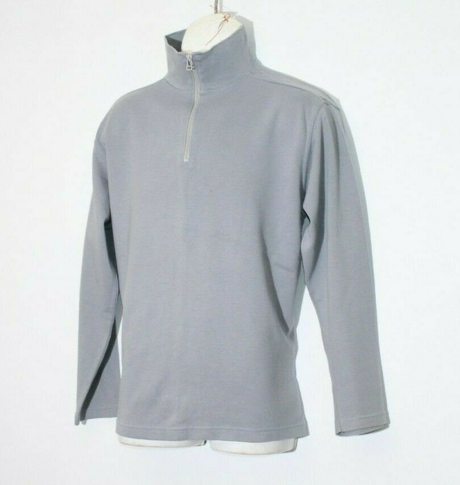 Vintage Men's Blue Grey Cotton TROPIC KNITS Zip Neck Long Sleeve Casual ...