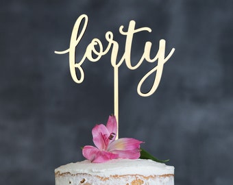 Forty Script Cake Topper - Etsy UK