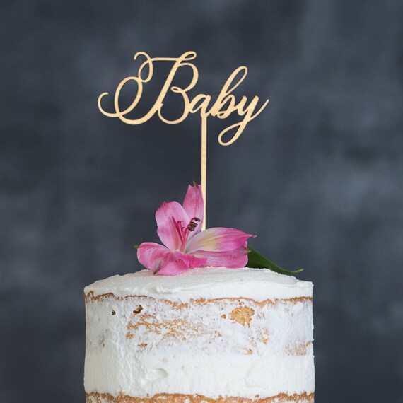 Baby Cake Topper Baby Shower Cake Topper Wooden Cake Spike | Etsy
