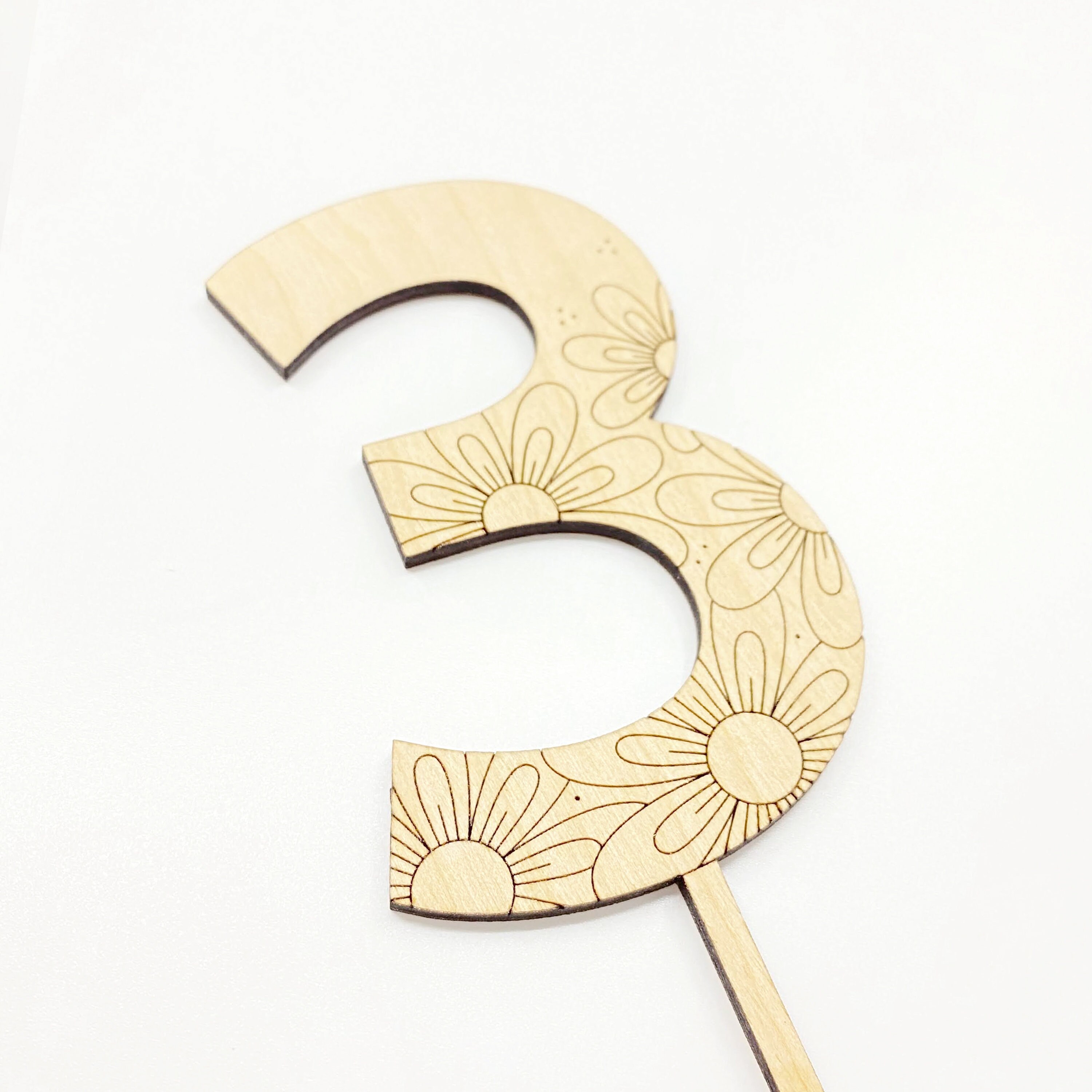 Number 3 Cake Topper With Flowers Number Three Birthday Cake - Etsy