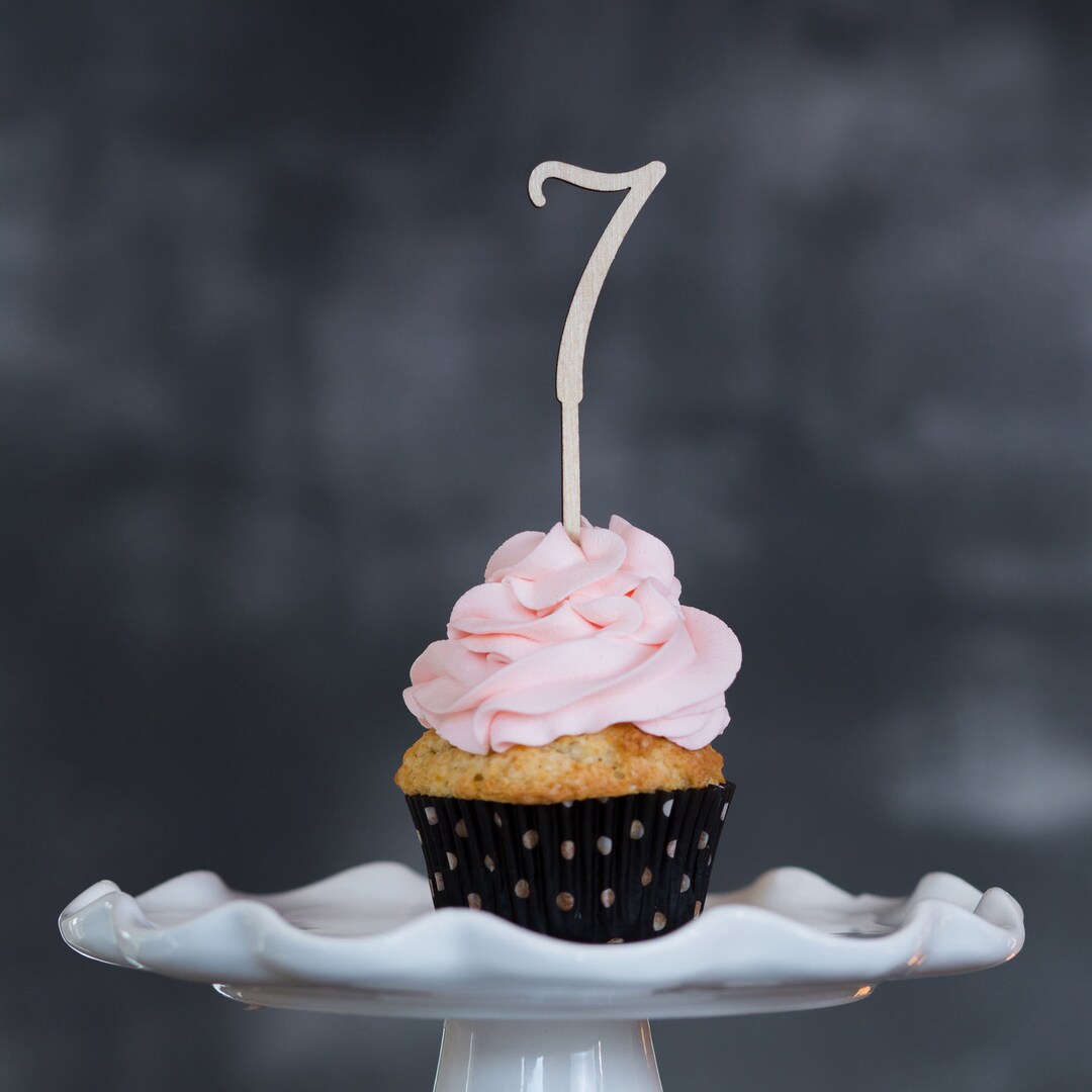 2 Number 7 Cake Topper, 7 Cupcake Topper, Numbered Cake Topper, Party ...