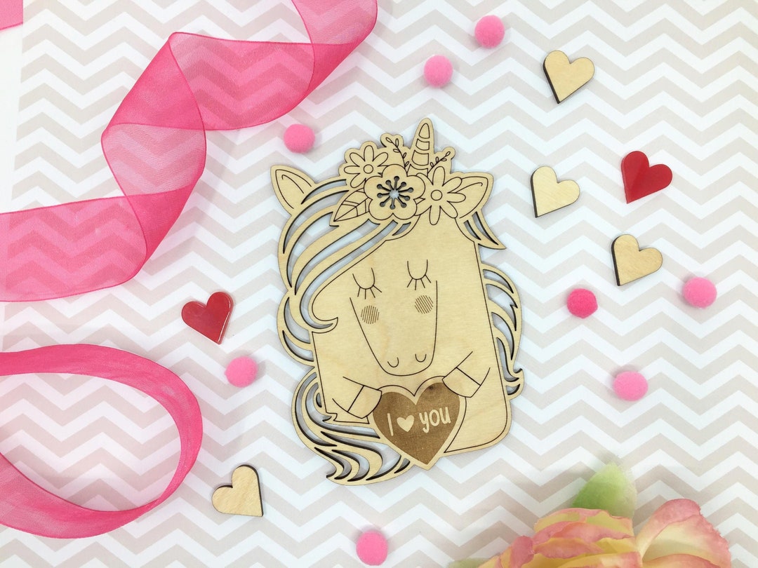 Licorne, Carte de Saint-Valentin en bois, Saint-Valentin, carte pour ...