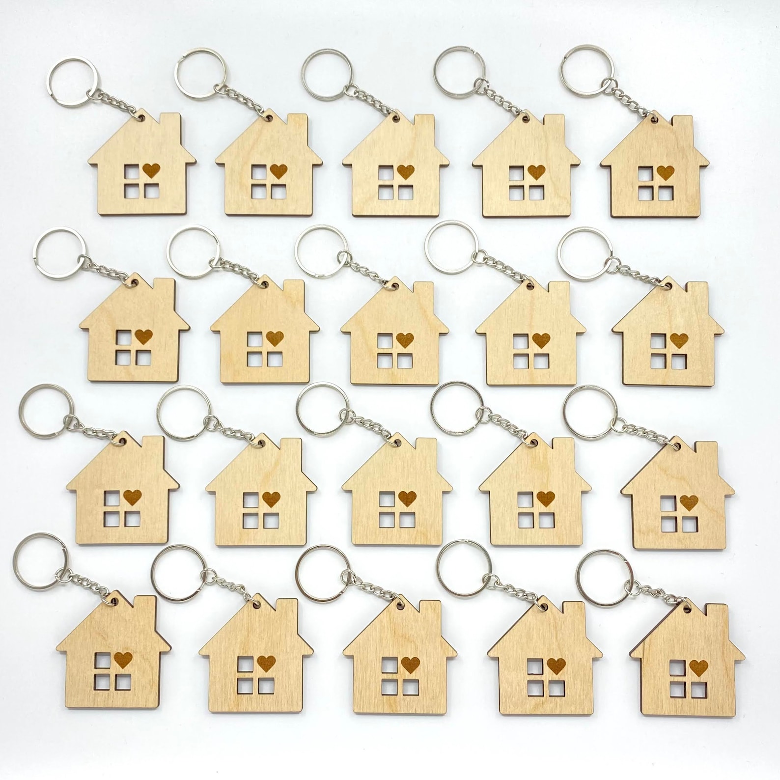 BULK New Home Real Estate Keychains House Shape With Heart - Etsy