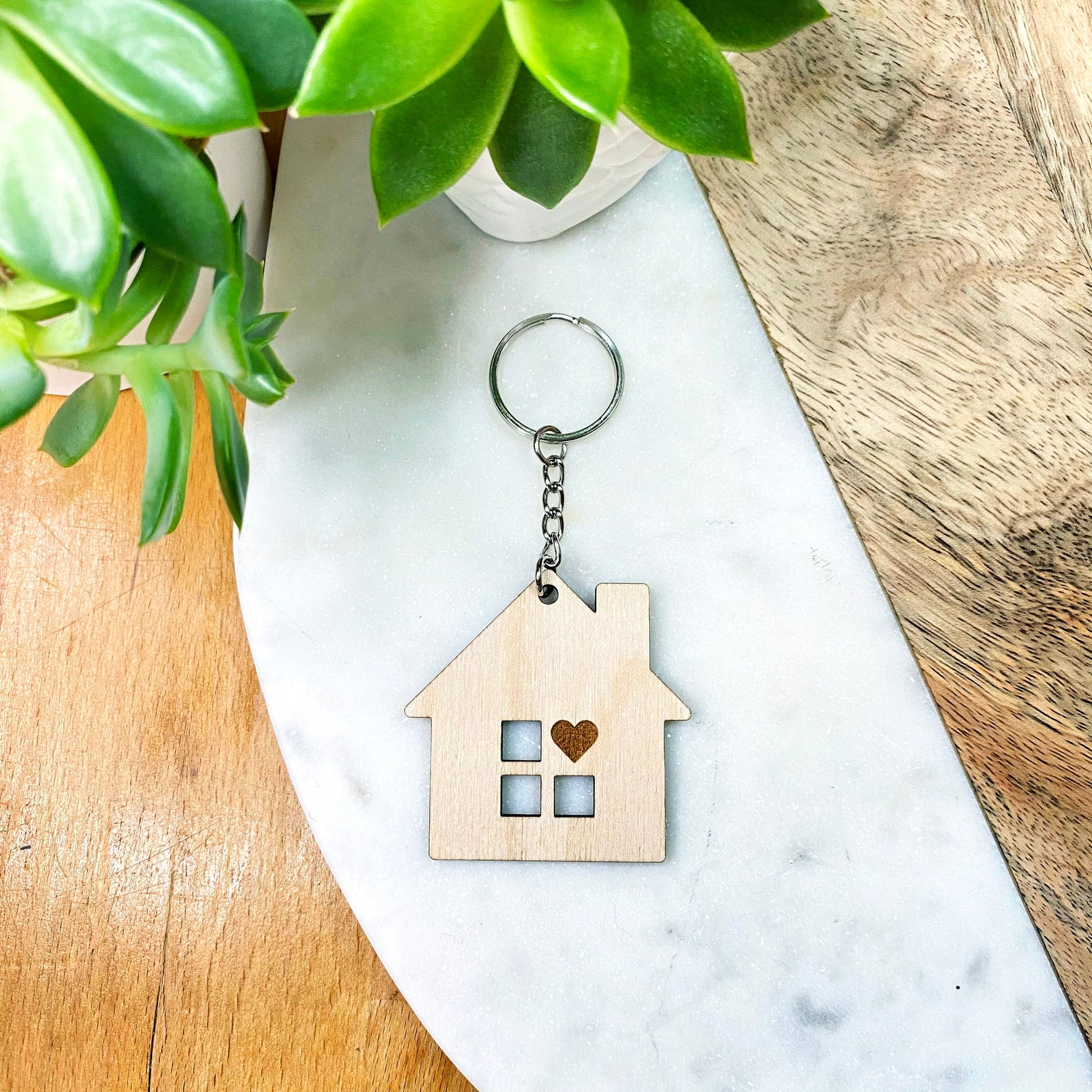 BULK New Home Real Estate Keychains House Shape With Heart - Etsy