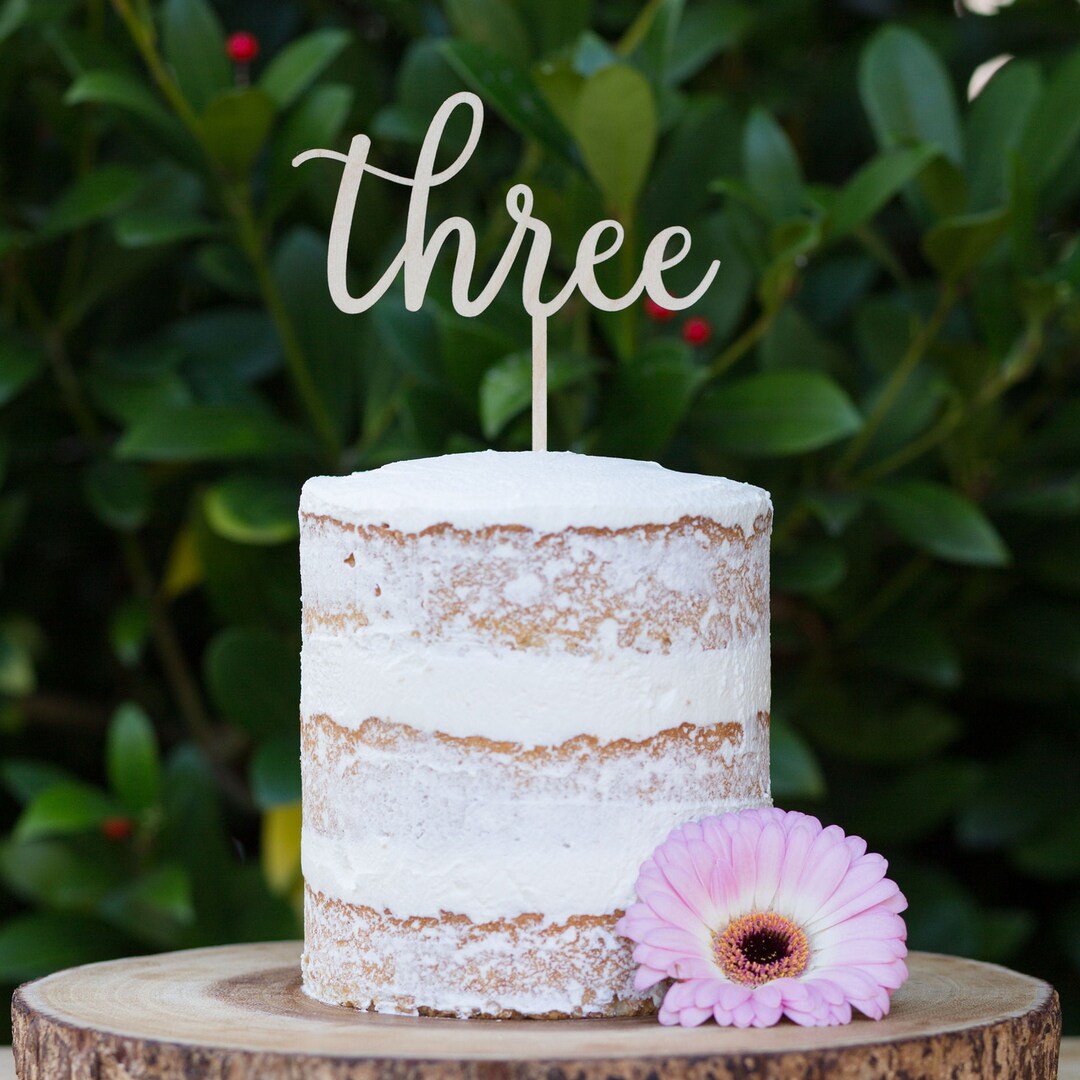Three Cake Topper 3 Cake Topper Wooden Cake Topper - Etsy