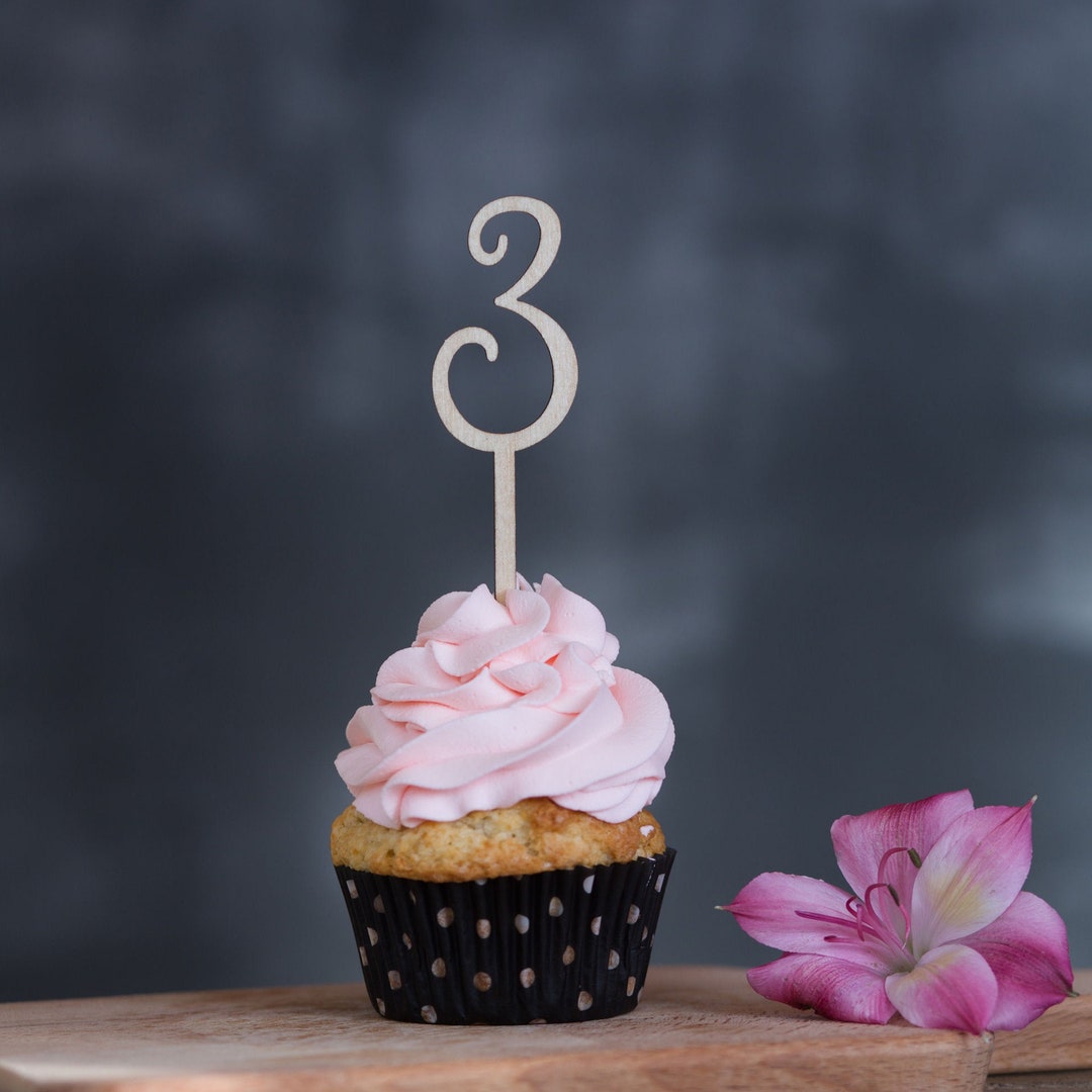 2 número 3 cake topper, three cupcake topper, cake topper, cake ...