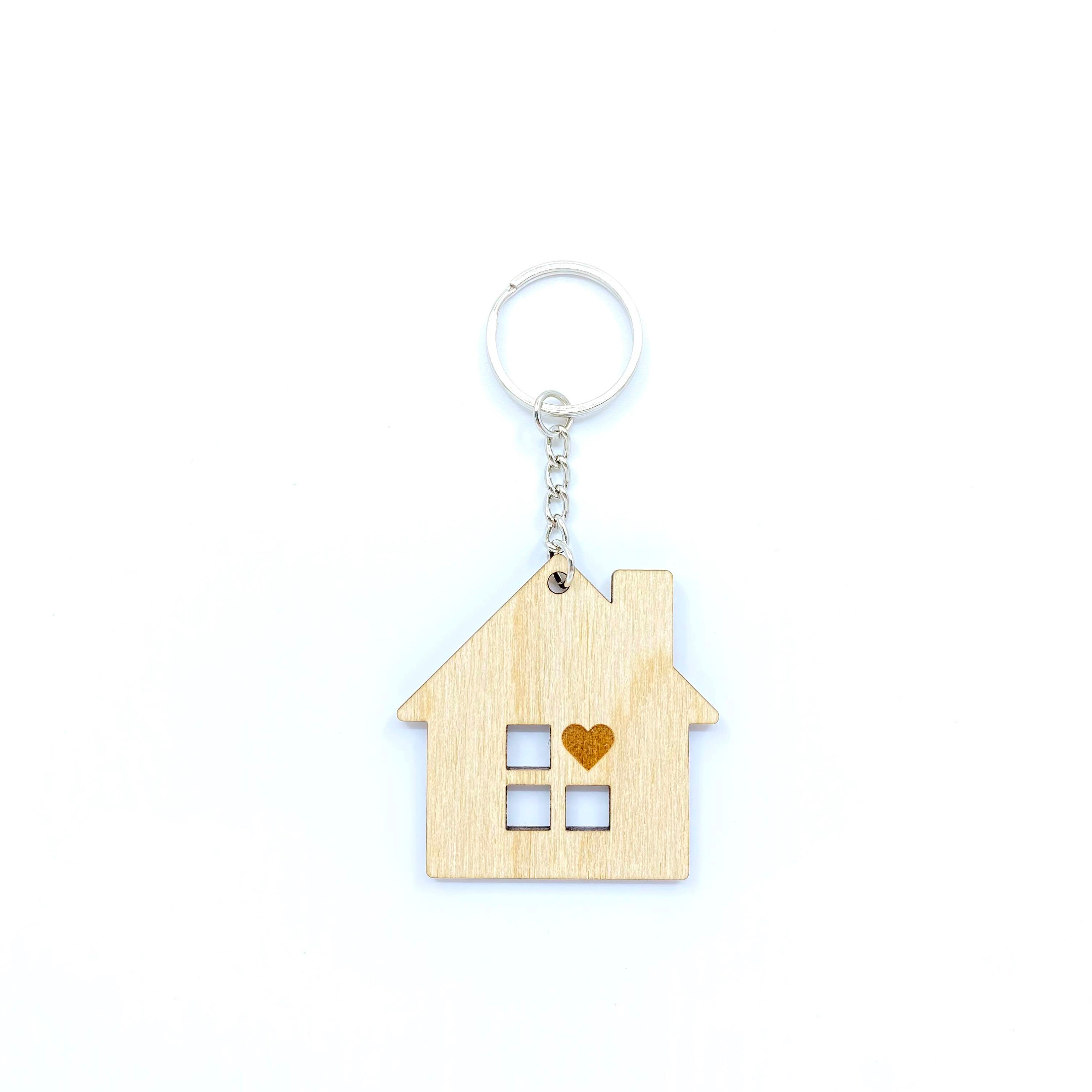 BULK New Home Real Estate Keychains House Shape With Heart - Etsy