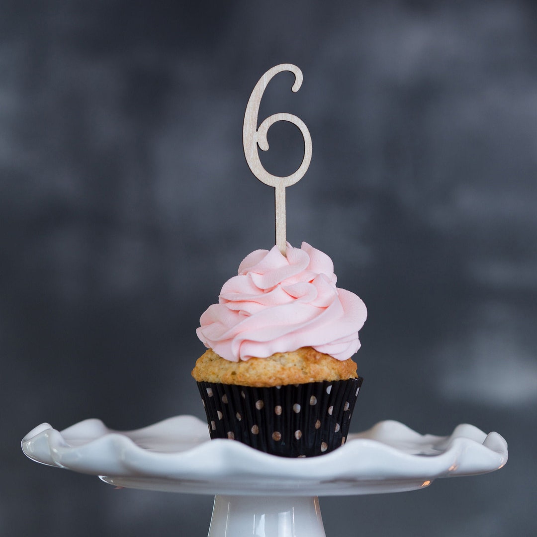 2 Number Six Cake Topper, 6 Cupcake Topper, 6th Anniversary, Wedding ...