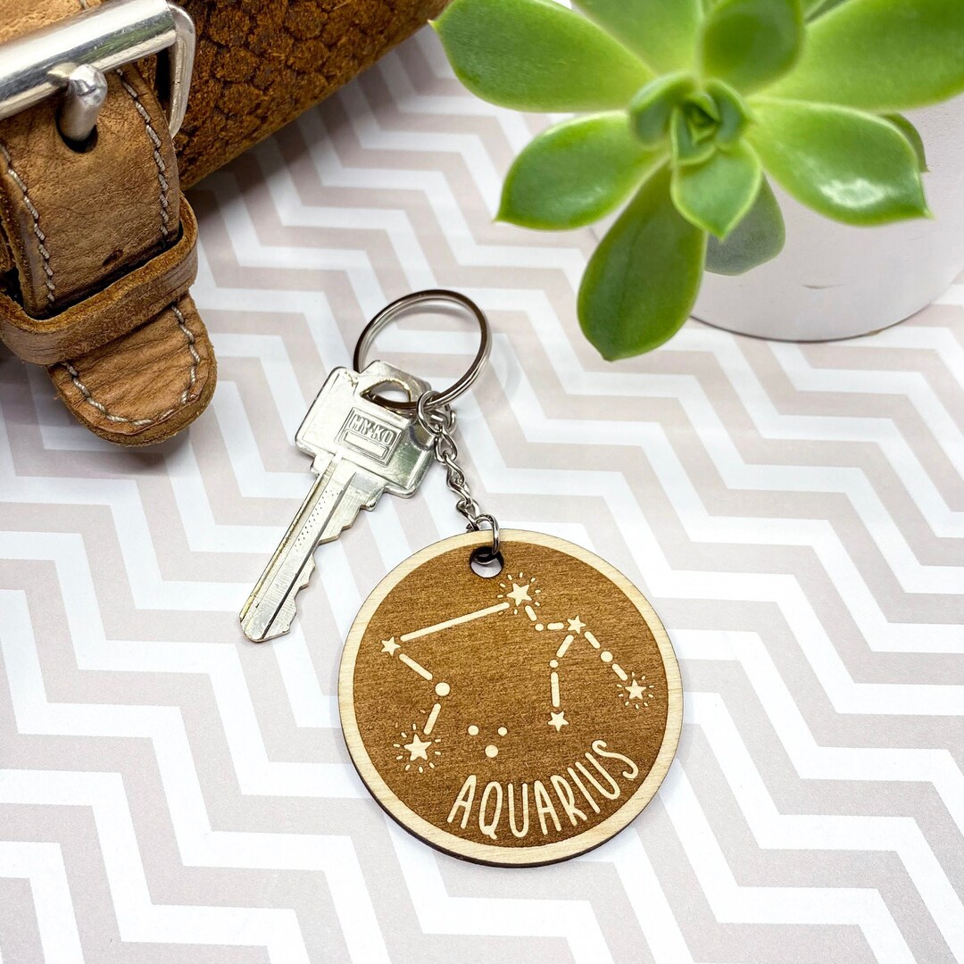 Personalised Aquarius Keychain, Space, Zodiac Enthusiasts, Celestial ...