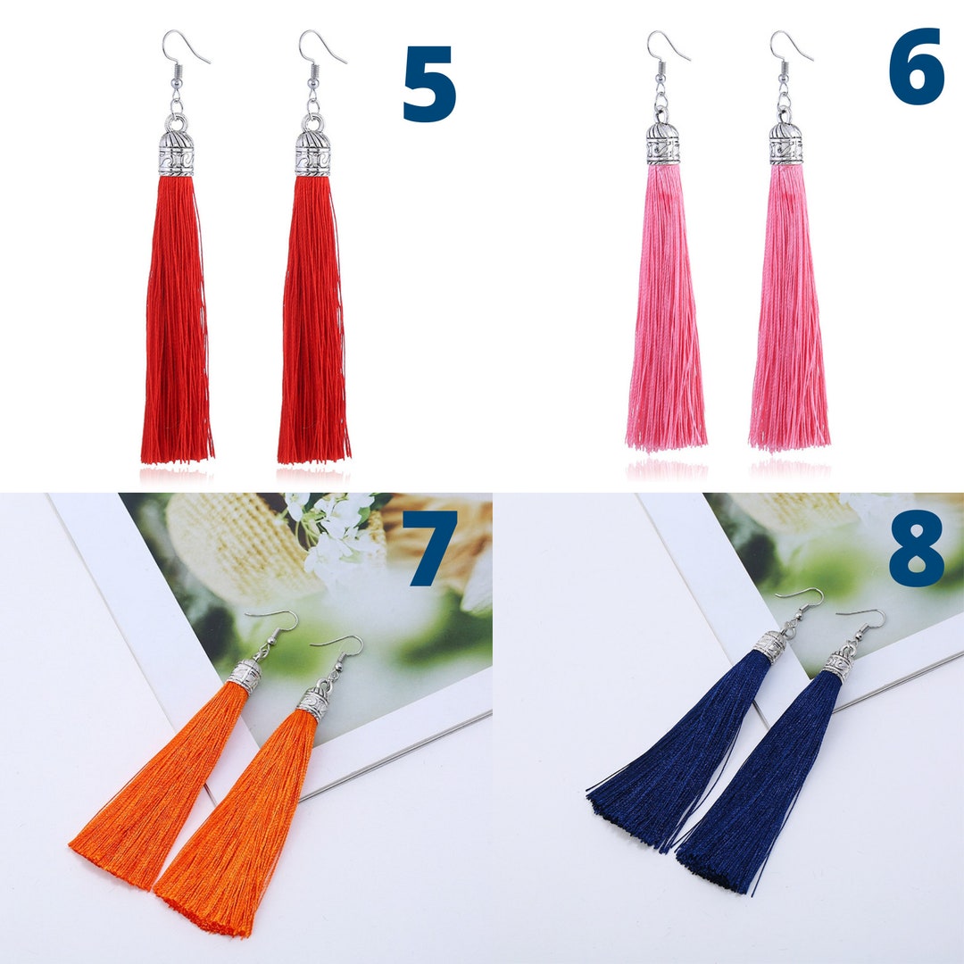 Thread Earrings, Tassel Earrings, Boho Earrings, Bohemia Earrings ...