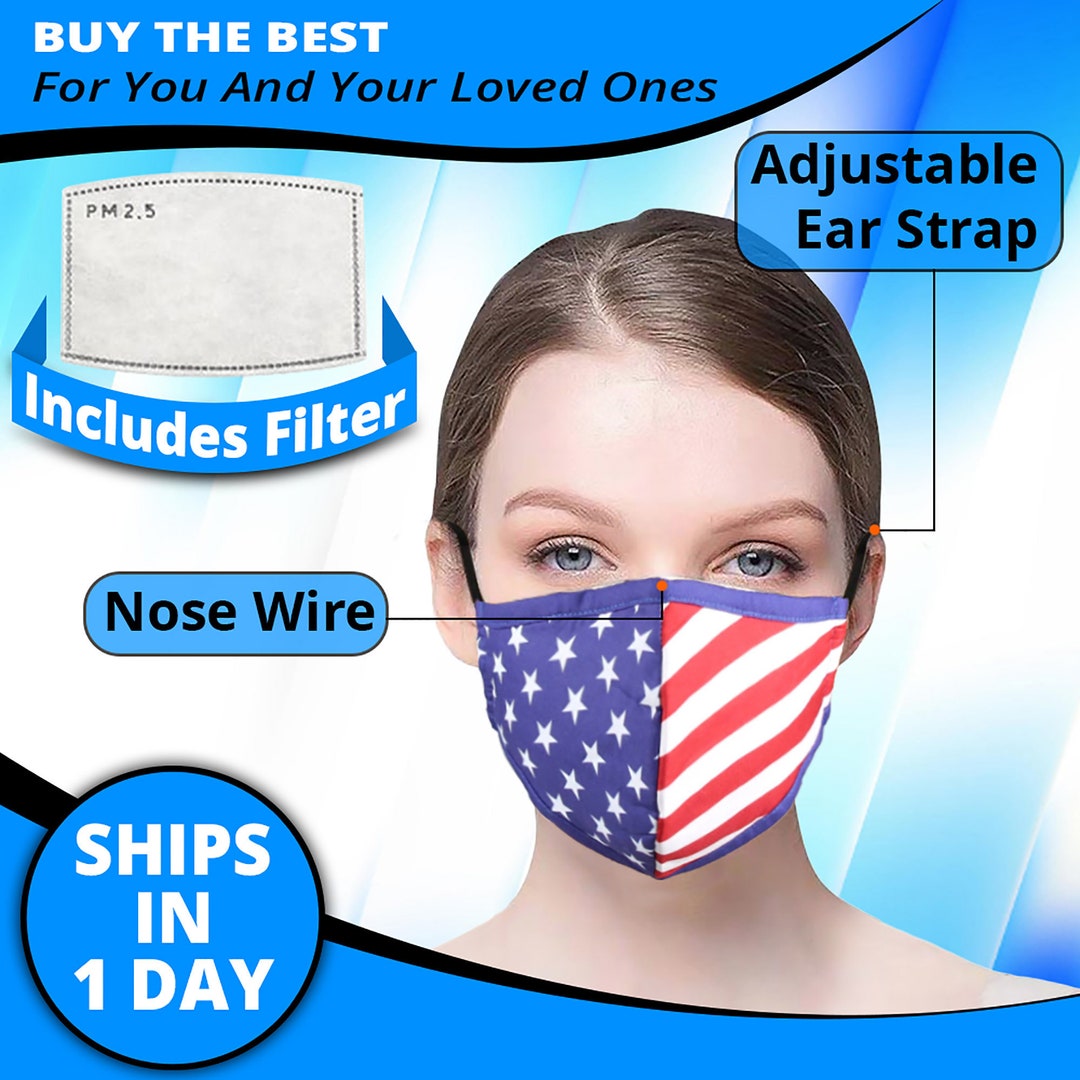 Patriotic Face Mask, Cloth Face Mask Washable USA, Face Mask With ...
