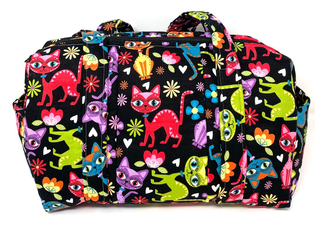 Handmade Zippered Handbag/purse "neon Cats" - Etsy
