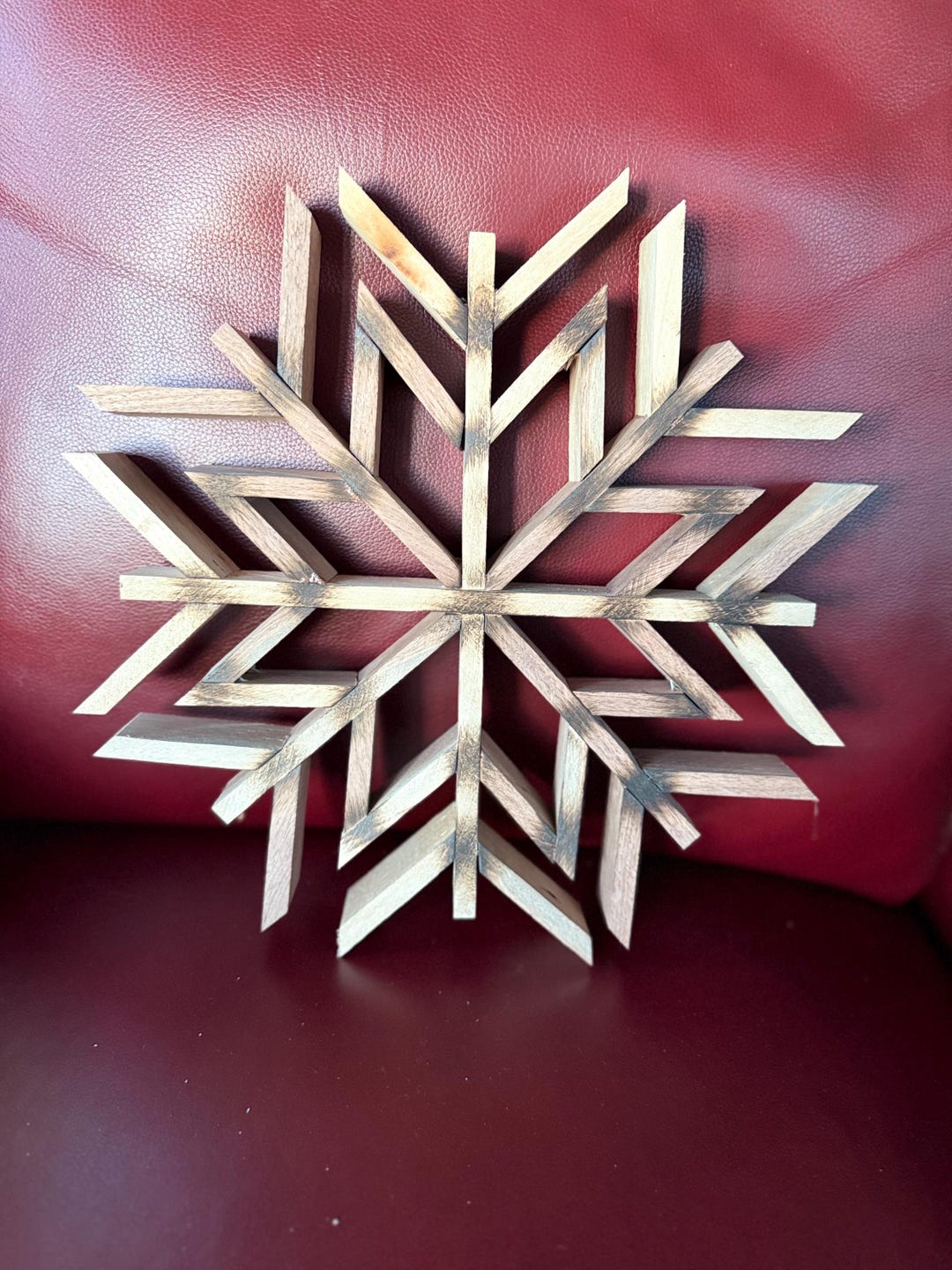 5.04 Rustic Walnut Snowflake: 12" Wooden Holiday Ornament - Etsy