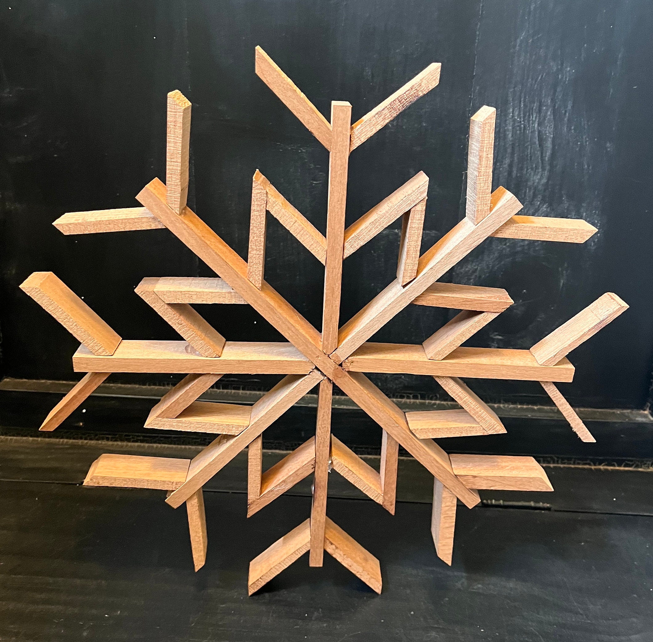 FF-114 14 Inch JAVI let It Snowflake Oversize Mahogany Wooden Snowflake ...