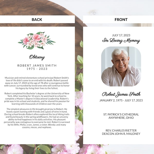 Catholic Funeral Mass Program Template - Etsy