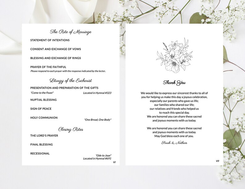 Catholic Wedding Program; Wedding Program Booklet; Christian Wedding ...