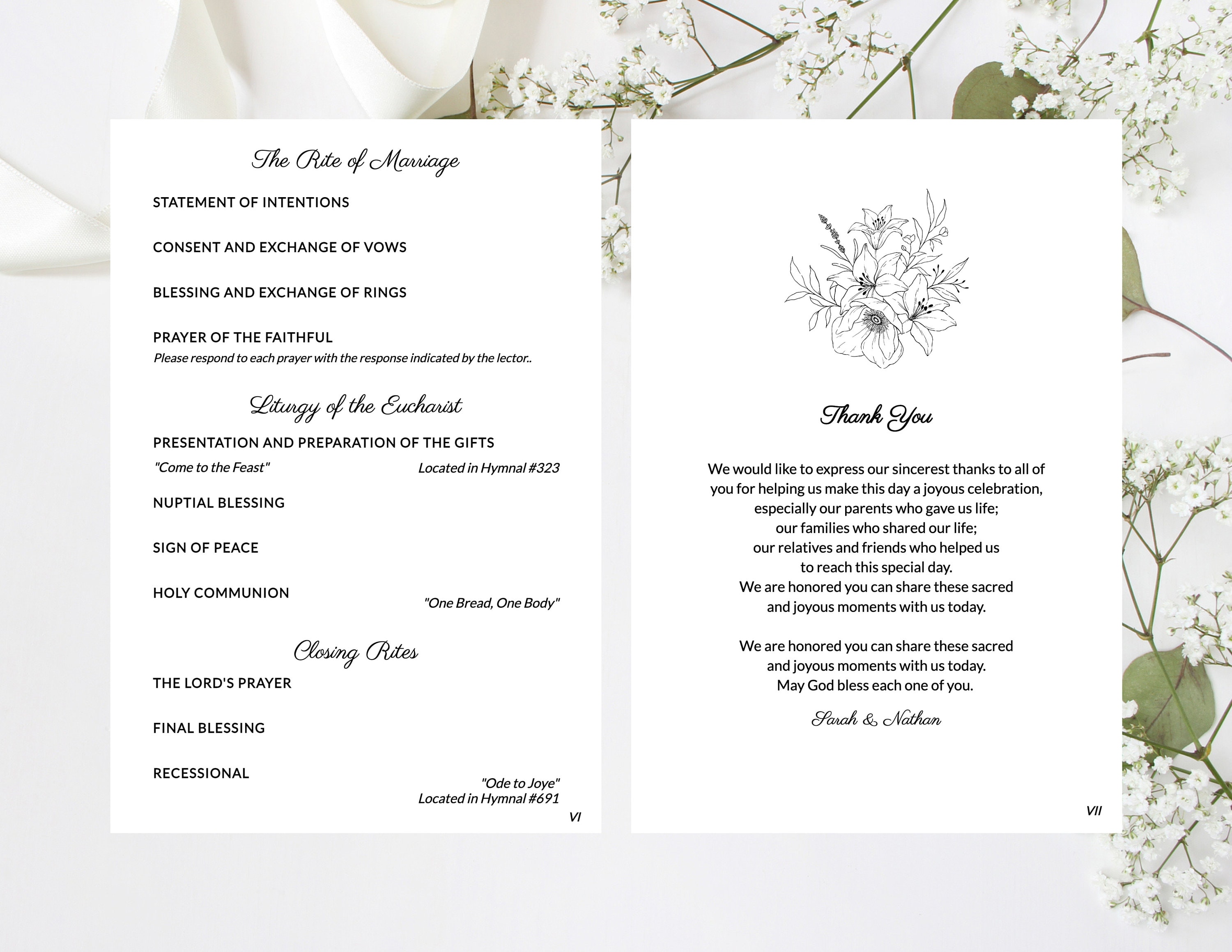 Catholic Wedding Program; Wedding Program Booklet; Christian Wedding ...