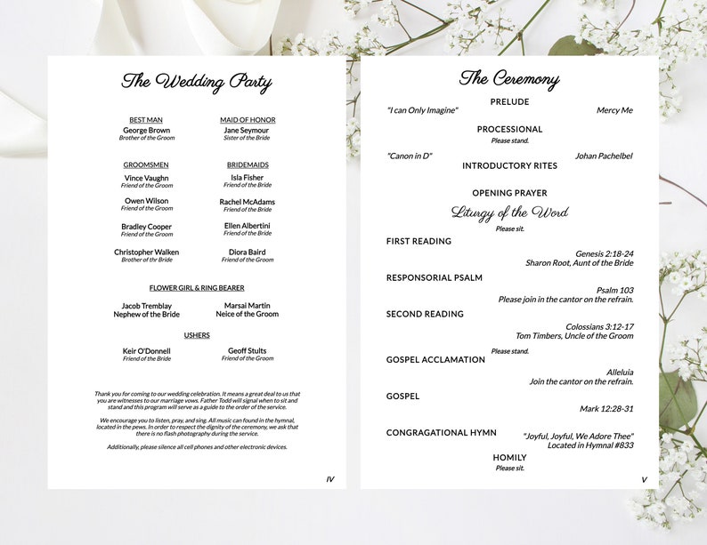 Catholic Wedding Program; Wedding Program Booklet; Christian Wedding ...