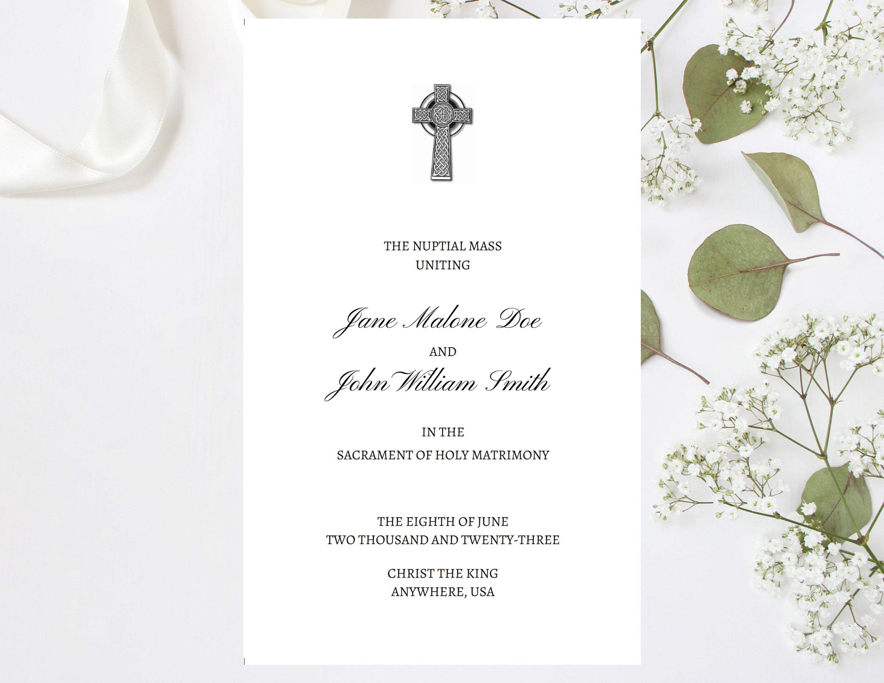 Catholic Wedding Program (full Mass); Wedding Program Template; Wedding ...