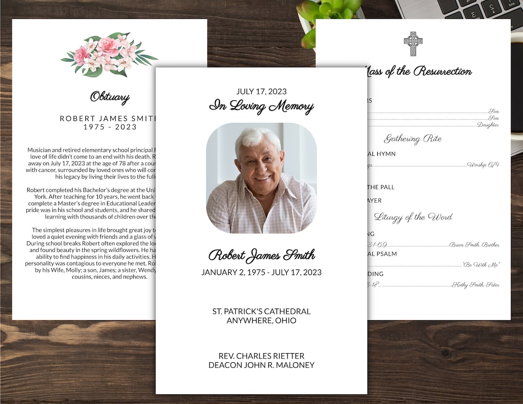 Catholic Funeral Program Necrological Service Program - Etsy