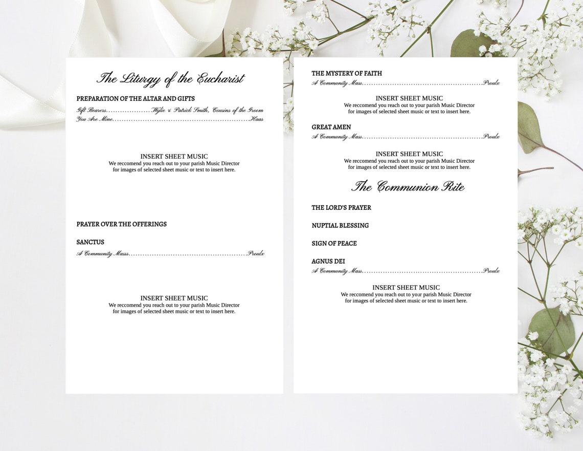 Catholic Wedding Program (full Mass); Wedding Program Template; Wedding ...