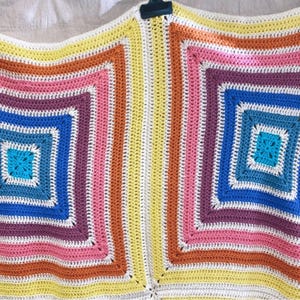 Hand Knit Centaur Mandala Multi Color Rainbow Granny Square Afghan ...