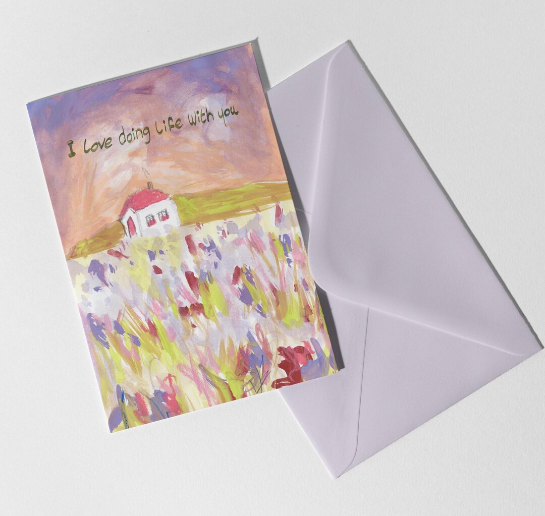 I Love Doing Life With You Card: Illustrated Landscape Anniversary Card ...