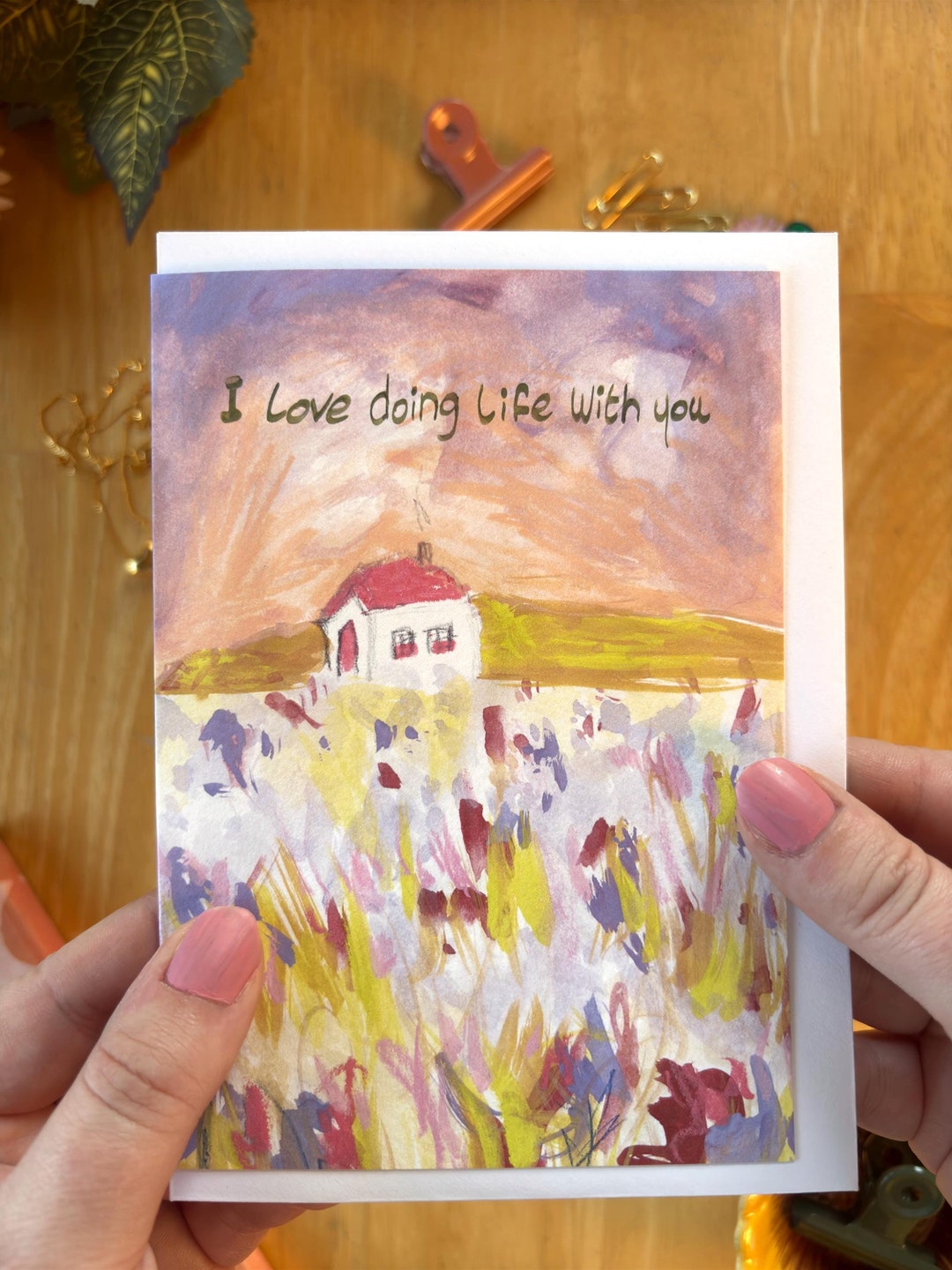 I Love Doing Life With You Card, Landscape Illustration Card, Love Card ...