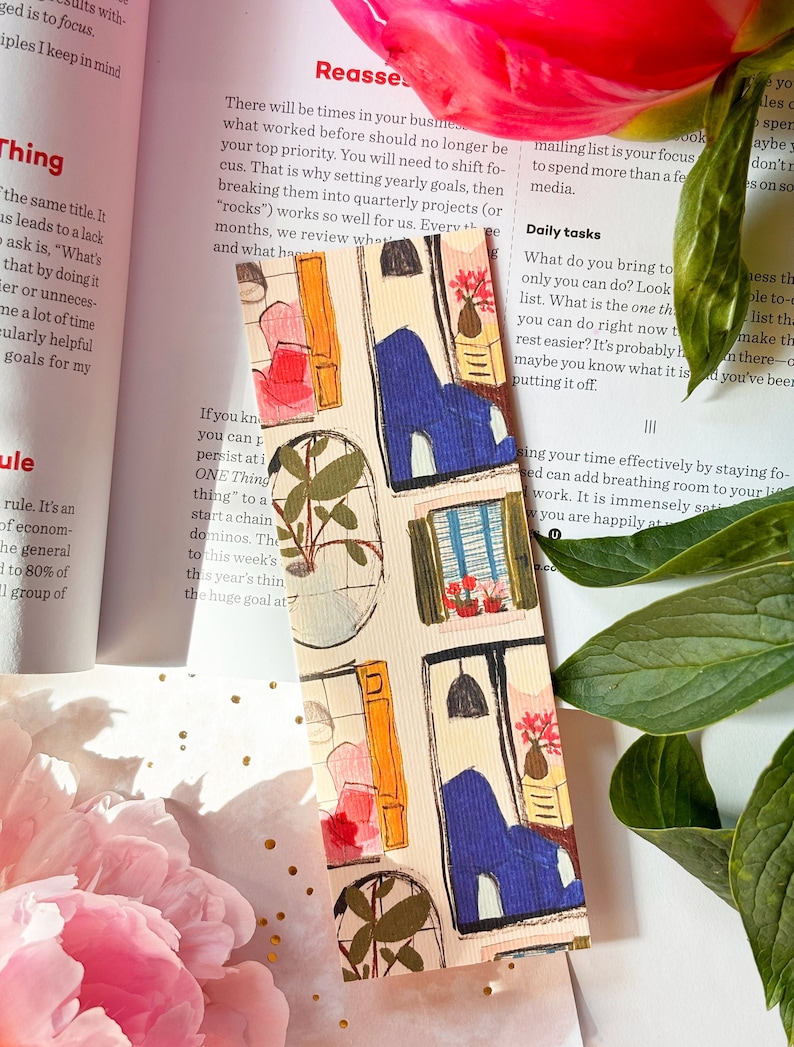 Vintage Windows Illustrated Double Sided Bookmark, Retro Home Bookmark ...
