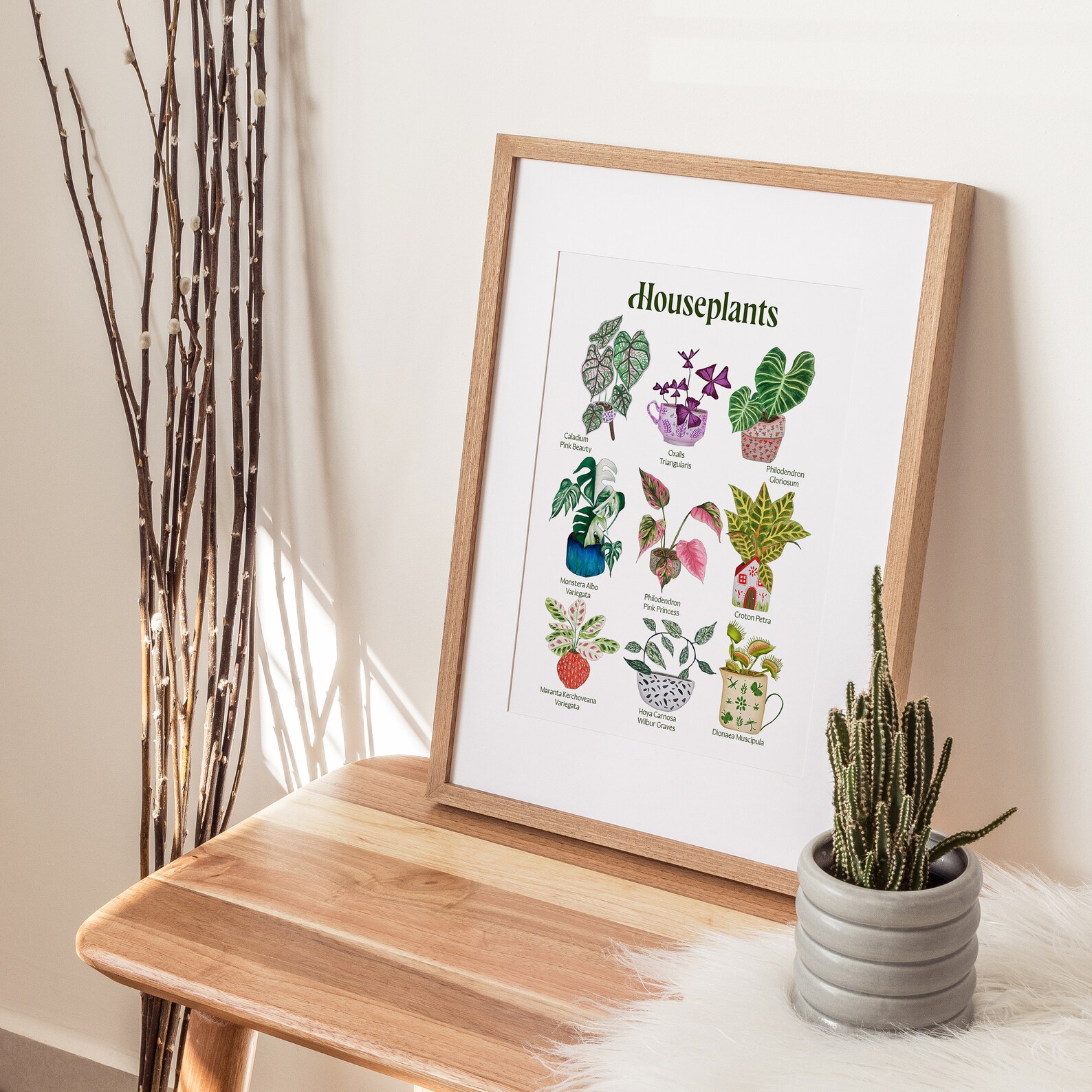 Houseplant Art Print, Indoor Plant Poster, Illustrated Plant Art Print ...