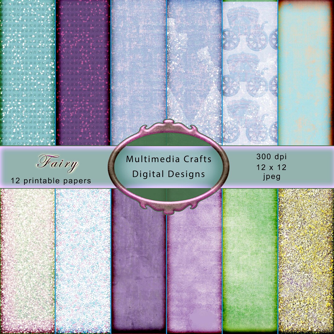 Fairy Princess Digital Paper Pack, Scrapbook Journal Cards (commercial ...
